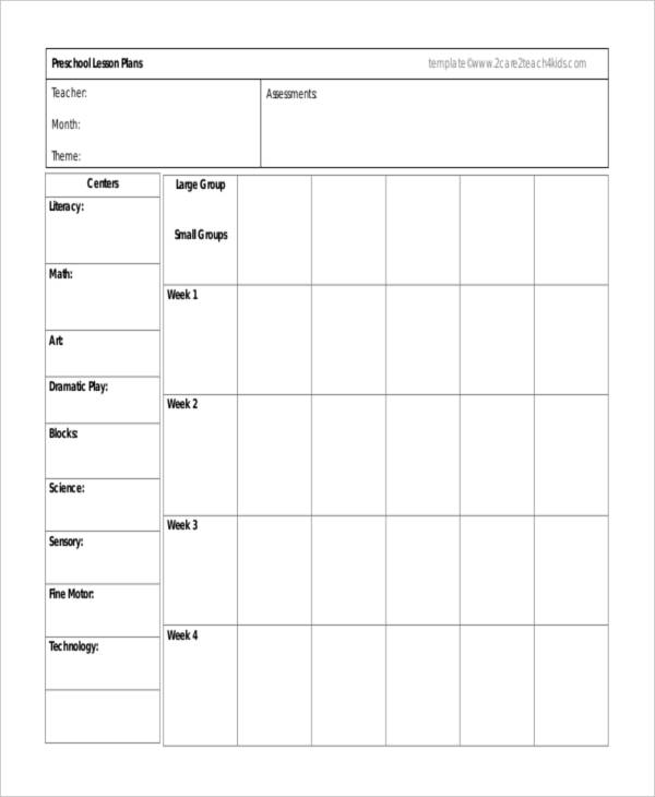 Printable Monthly Lesson Plan Template Printable Templates