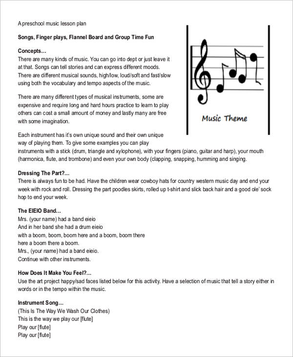 Band Lesson Plan Template For Your Needs