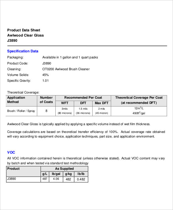 Product Data Sheet Template - images.go-banana.com