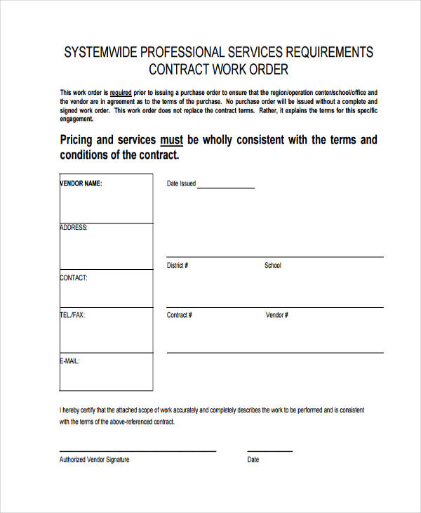 31+ Work Order Formats - Word, PDF, Docs