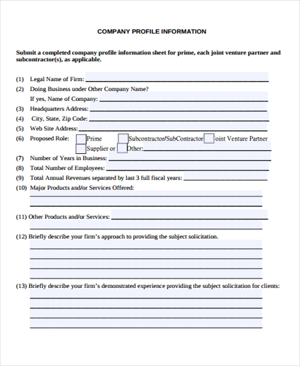 Company Sheet Templates - 18+ Word, PDF Format Download