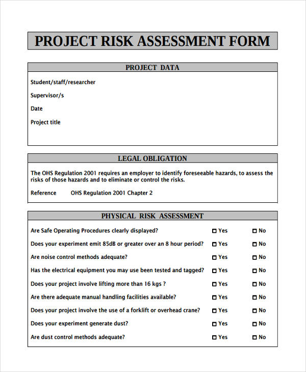 25+ Sample Risk Assessment Forms