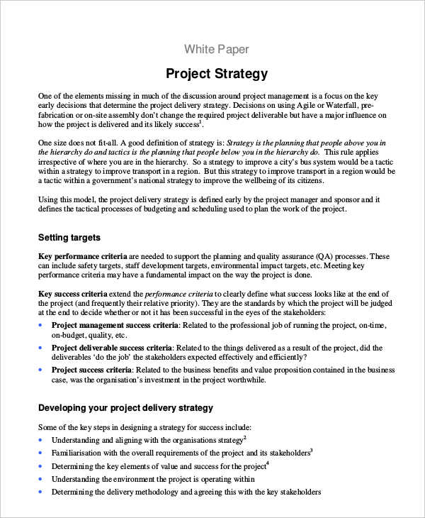 6 Strategy Paper Templates Free Samples Examples Format Download