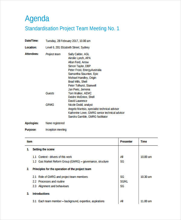 46 Meeting Agenda Templates