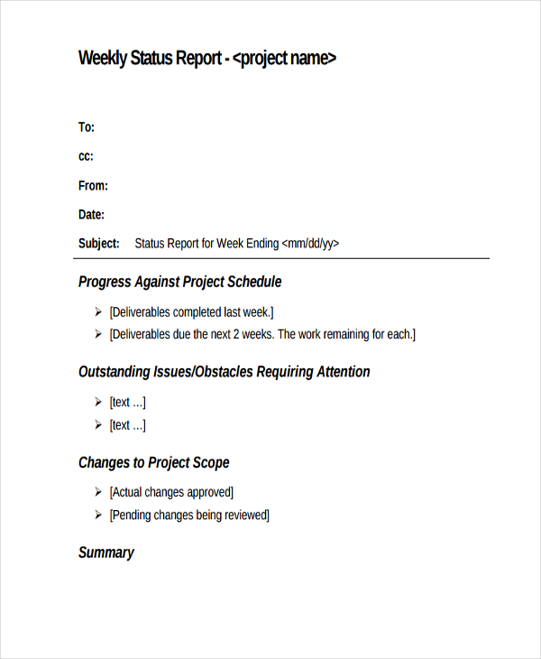 45+ Sample Weekly Report Templates - Word, PDF