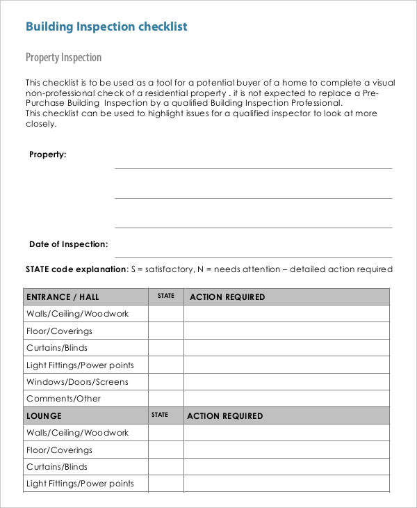 Building Checklist Templates - 18+ Word, PDF Format Download