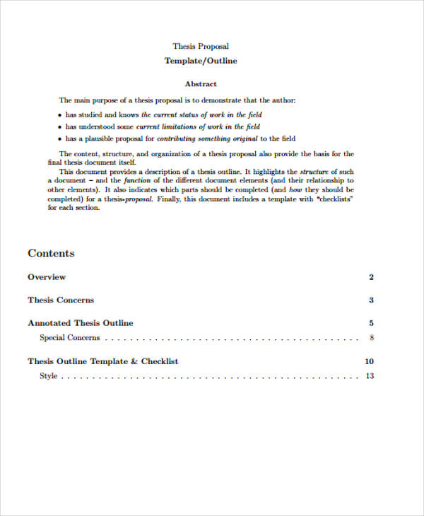 Thesis Outline Templates - 8 Free PDF Format Download