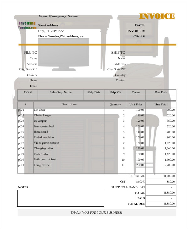 Purchase Invoice Template - 13+Free Word, PDF, Format Download