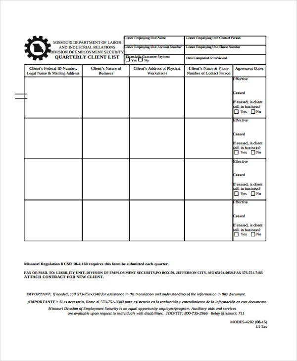 9+ Client List Templates - Free Samples, Examples Format Download