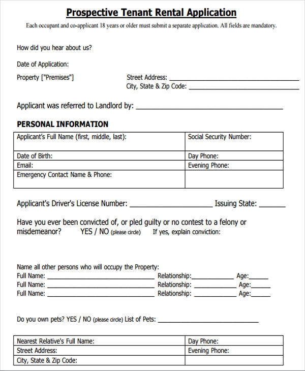 28+ Rental Application in PDF