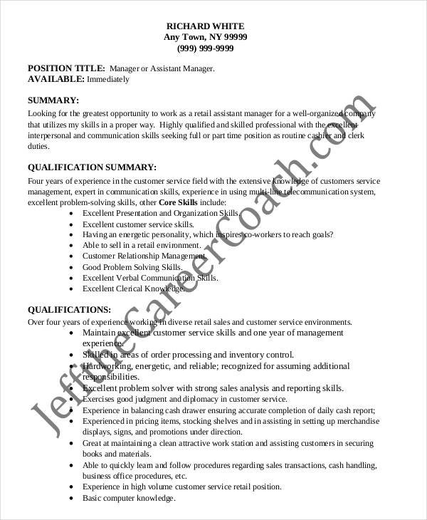 10+ Sample Retail Sales Resume Templates - PDF, DOC
