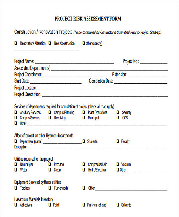 25+ Sample Risk Assessment Forms