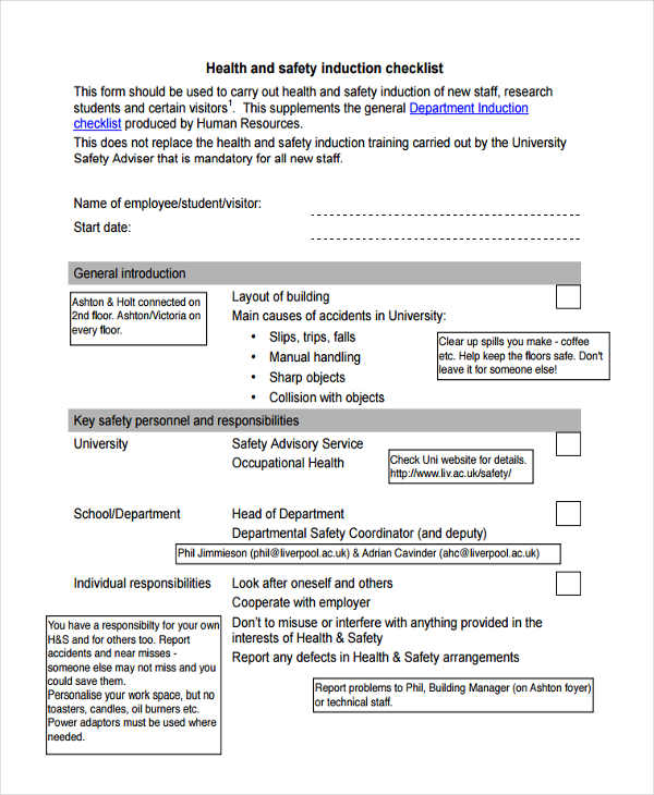 Induction Checklist Template - 19+ Free Word, PDF Format Download