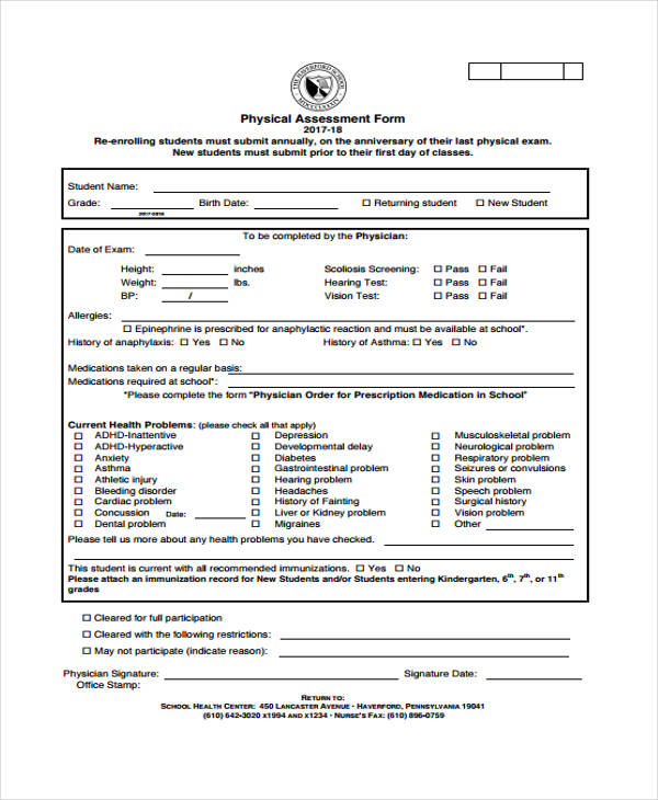 48 Sample Assessment Forms Free Premium Templates
