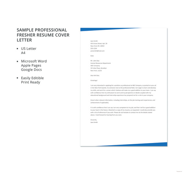 32 Cover Letter Templates For Freshers