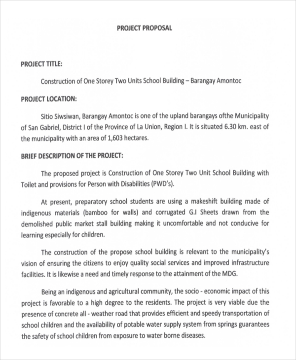 Project Proposal Writing Sample Pdf Chirenew