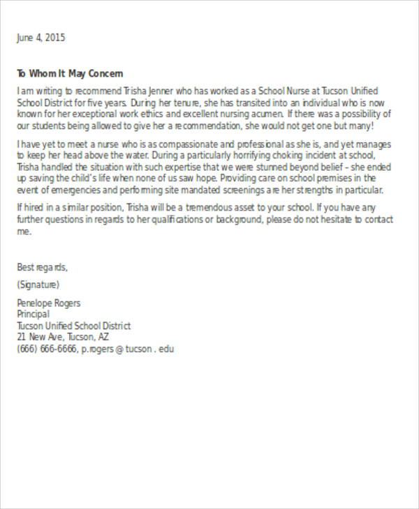 9+ Sample School Reference Letters - Free Samples, Examples Format Download