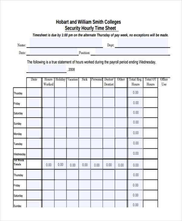 34 Free Timesheet Templates