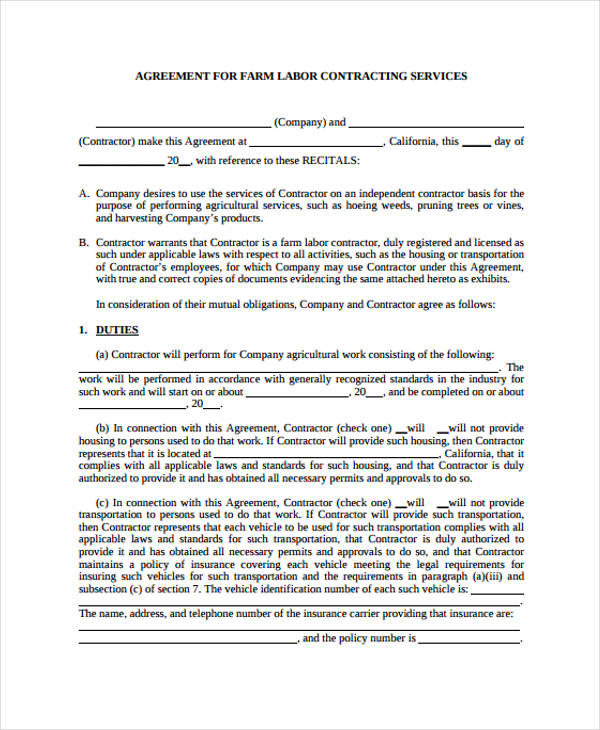 6+ Labor Agreement Templates - Word, PDF