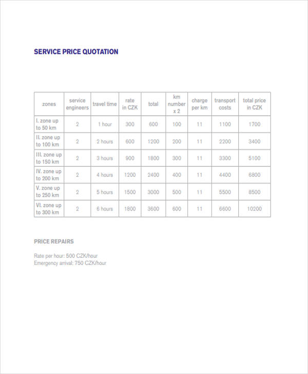 16+ Service Quotation Templates - Word, Excel, PDF