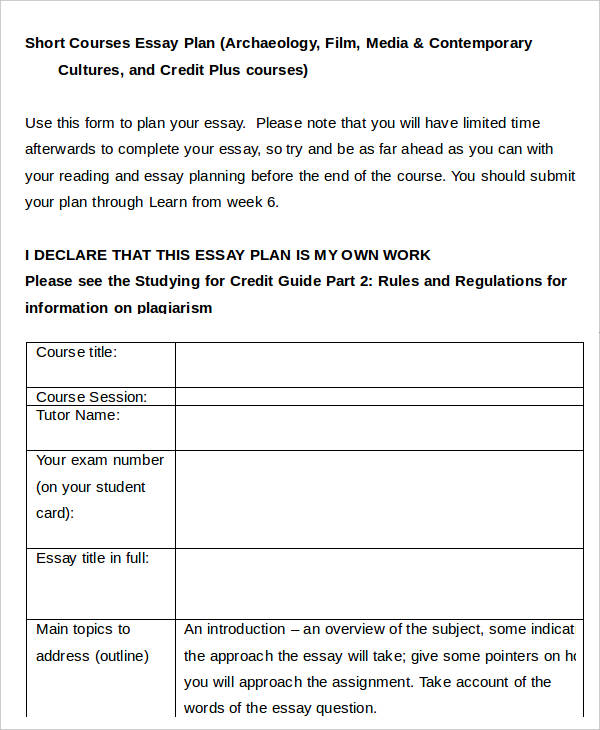 8+ Essay Plan Templates - Free Sample, Example Format Download