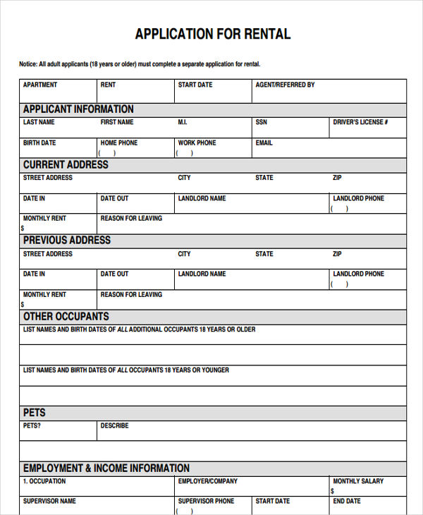 28+ Rental Application in PDF