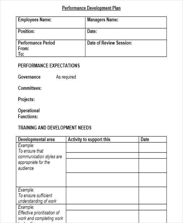 Performance Development Plan Template - 10+ Free Word, PDF Format Download