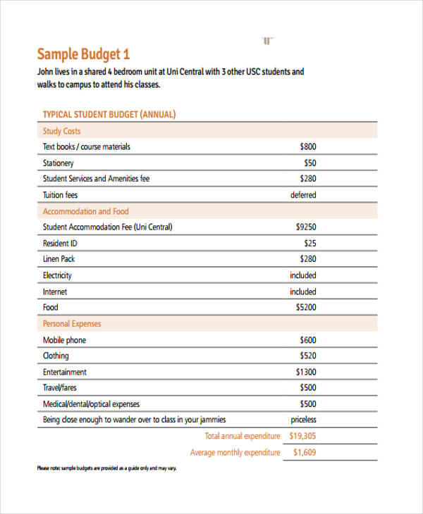 Student Budget Template 14 Free PDF Word Format Download