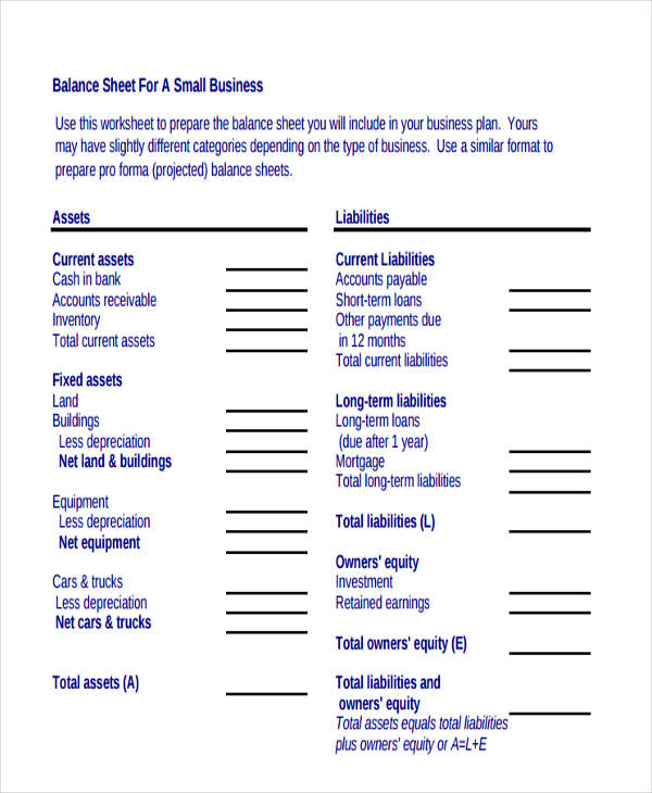 Balance Sheet Template For Small Business Best Creative Template Ideas Balance Sheet Template For Small Business Best Creative Template Ideas