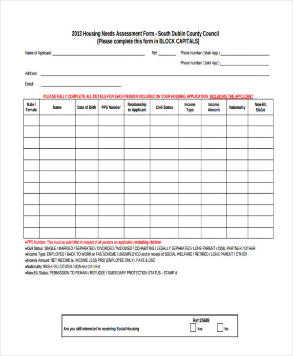 19+ Needs Assessment Form Templates