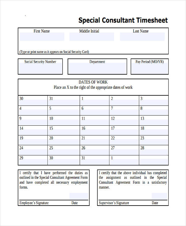 34 Free Timesheet Templates