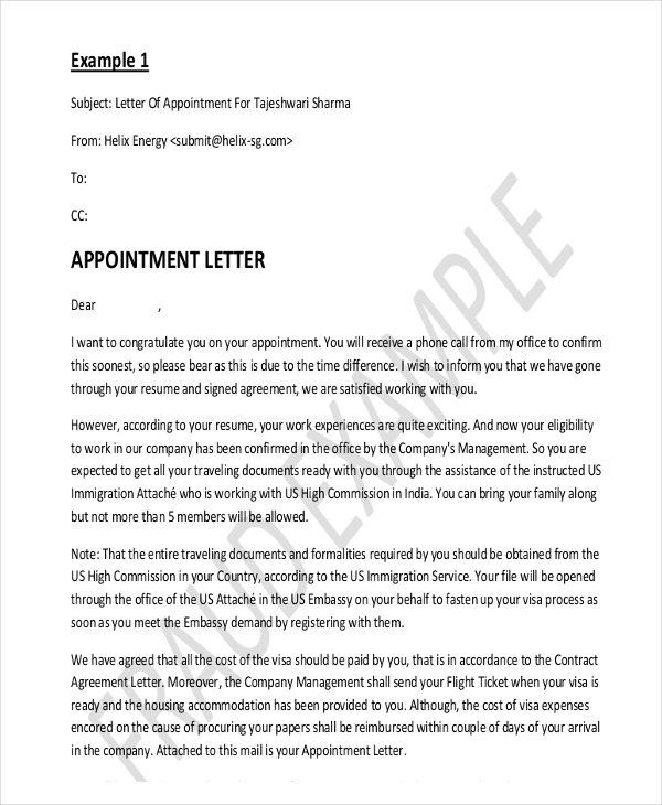 12+ Standard Appointment Letter Templates - Free Sample, Example Format ...