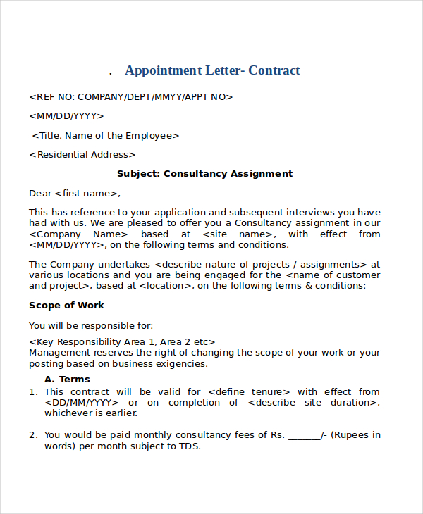 12+ Standard Appointment Letter Templates - Free Sample, Example Format ...