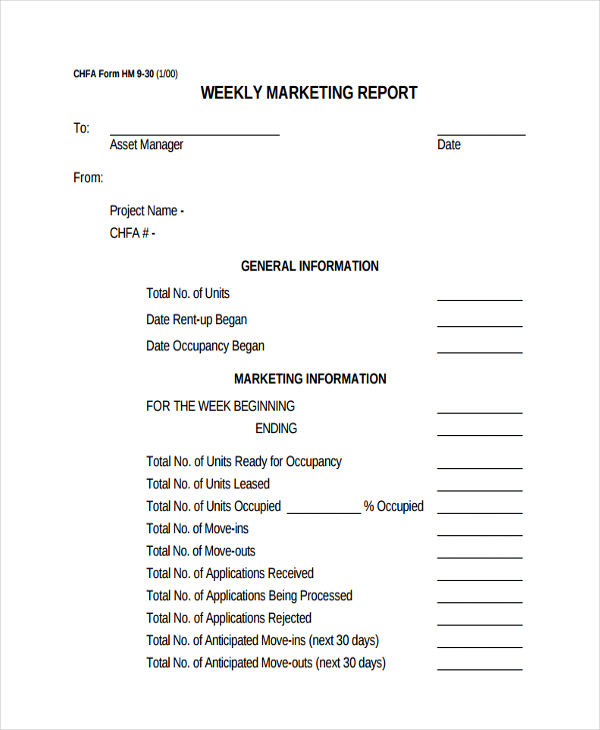45+ Sample Weekly Report Templates - Word, PDF