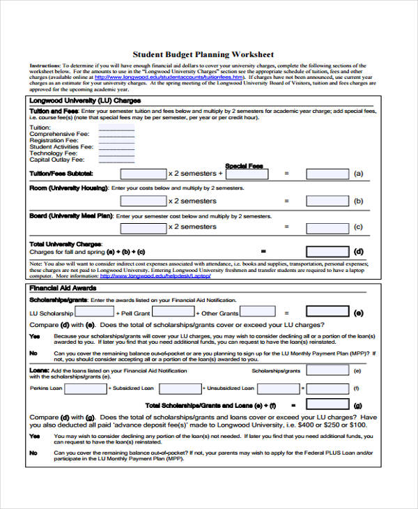 11+ Student Budget Templates - Free Sample, Example, Format Download