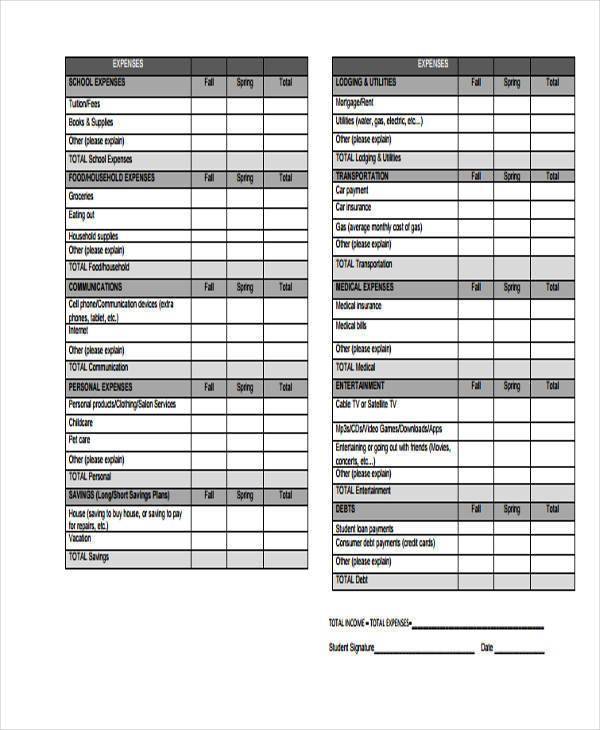 11+ Student Budget Templates - Free Sample, Example, Format Download