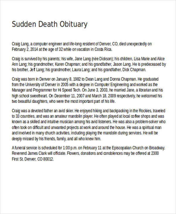 25 Obituary Templates