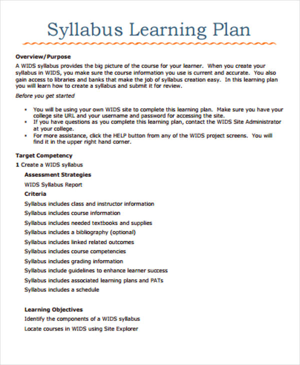 Learning Plan Template - 15+ Samples, Examples Format Download