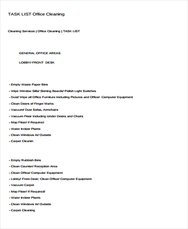 20+ Free Task List Templates