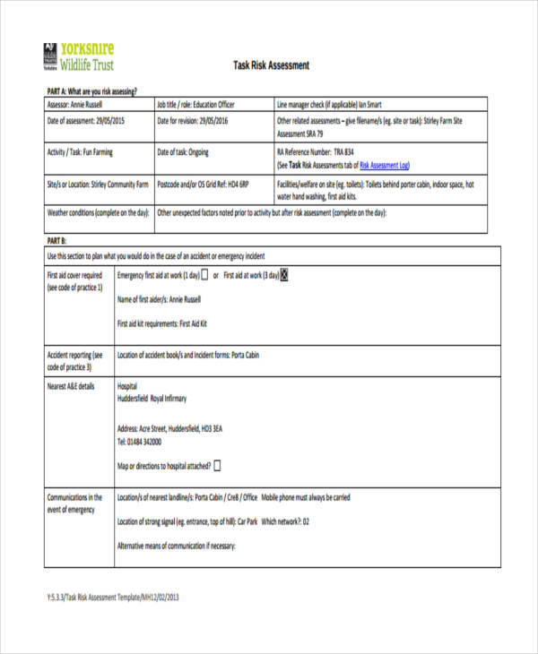 30 Risk Assessment Samples 30 Risk Assessment Samples