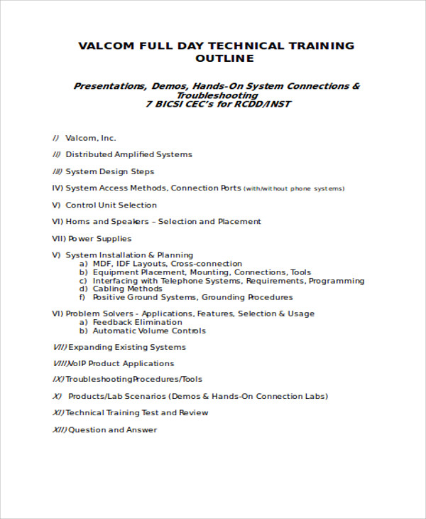 Training Outline Templates 12 Free Word PDF Format Download