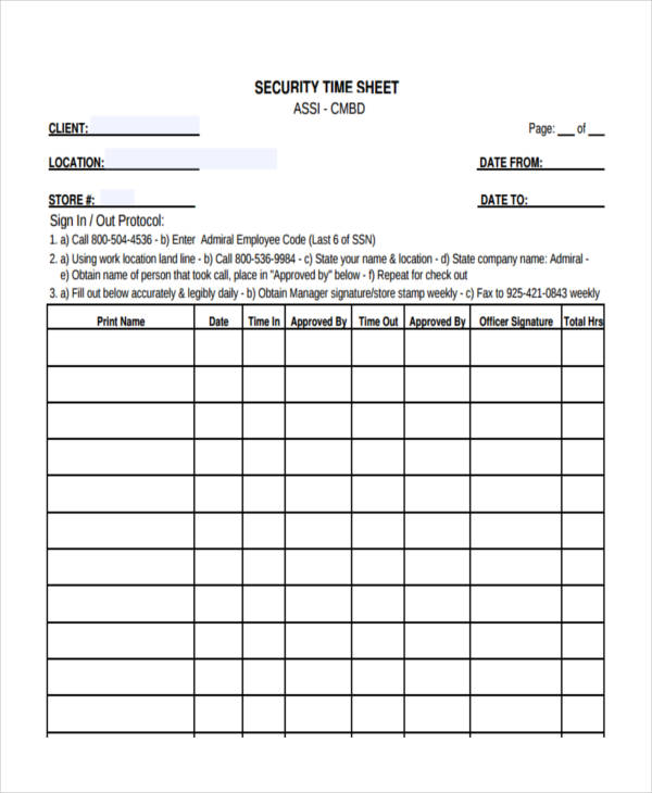 34 Free Timesheet Templates | Free & Premium Templates