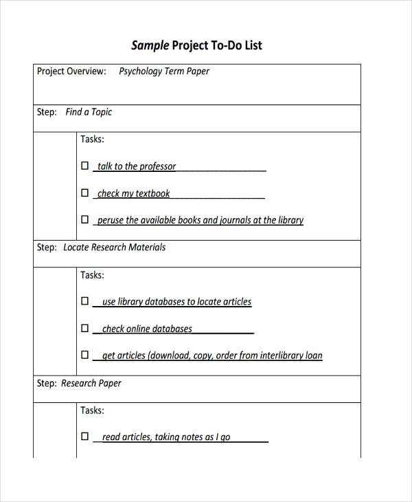 7 Project List Templates Free Samples Examples Format Download 