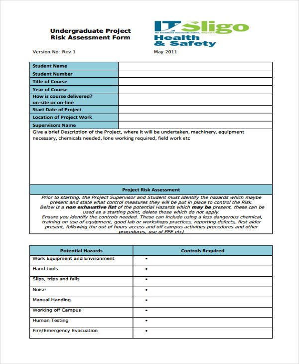 26+ Risk Assessment Form Templates