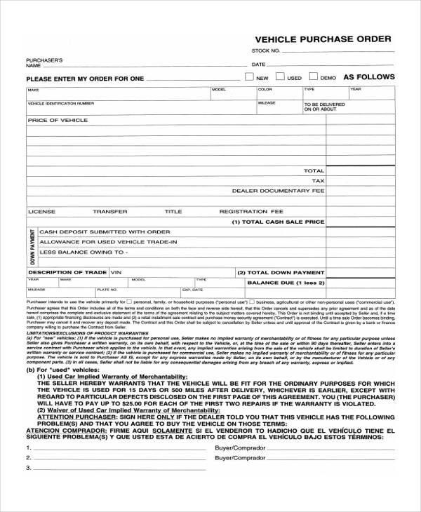 12+ Purchase Order Samples