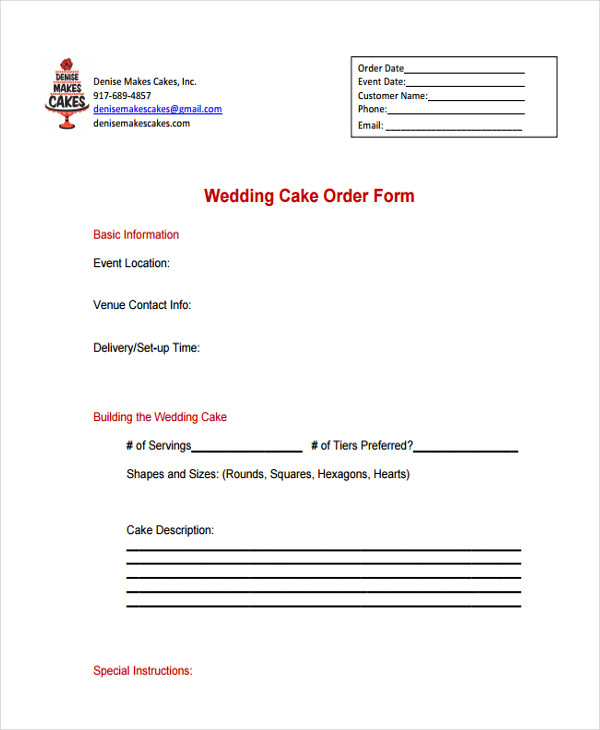10+ Cake Order Forms - Free Samples, Examples, Format Download