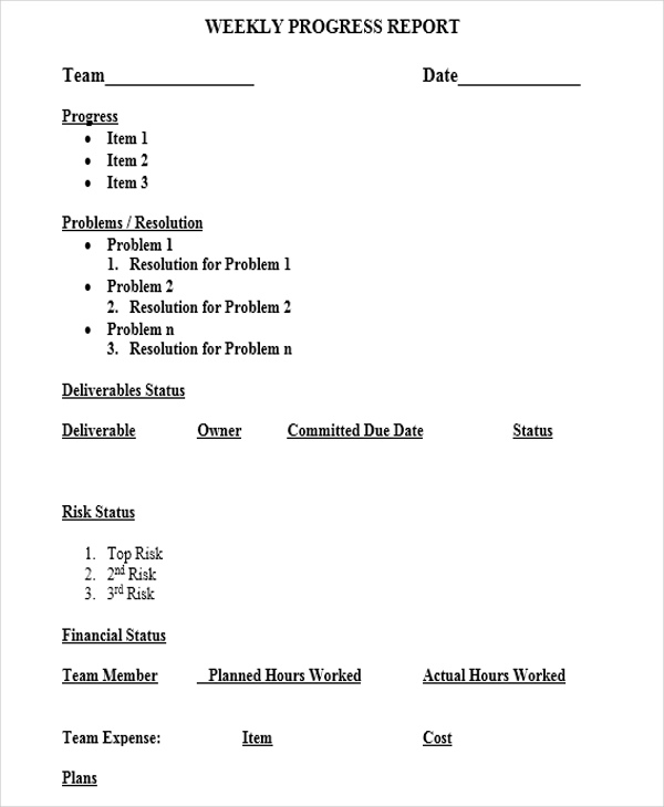 29+ Weekly Report Templates in Word
