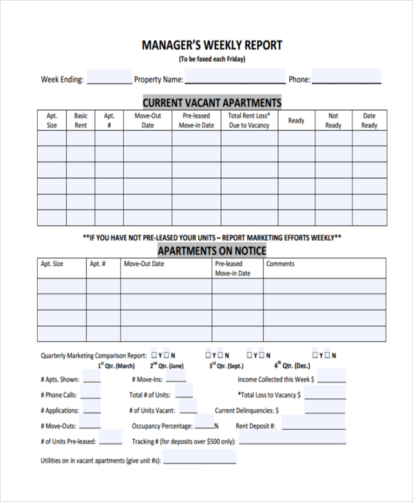 45+ Sample Weekly Report Templates - Word, PDF