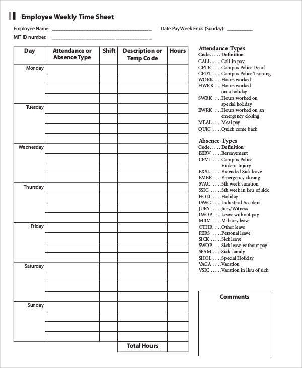 30+ Printable Timesheet Templates - Word, PDF