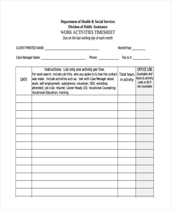 34 Free Timesheet Templates